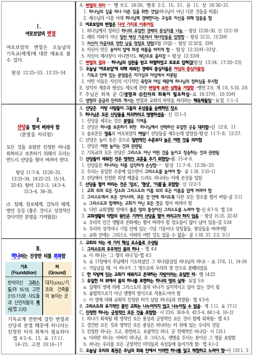 성경진리사역원(BTMK) | [2022년 여름훈련] - M11 변절과 산당, 그리고 하나라는 진정한 터의 회복